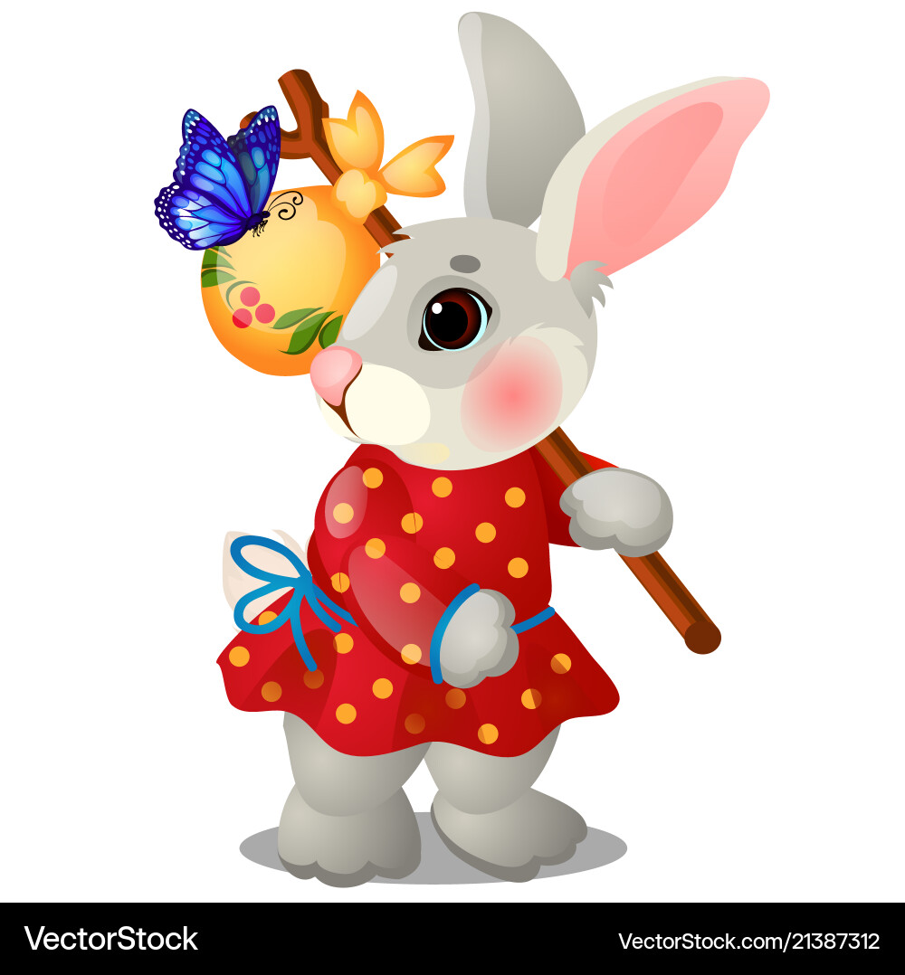 Animated hare with a bag and clothes isolated Vector Image