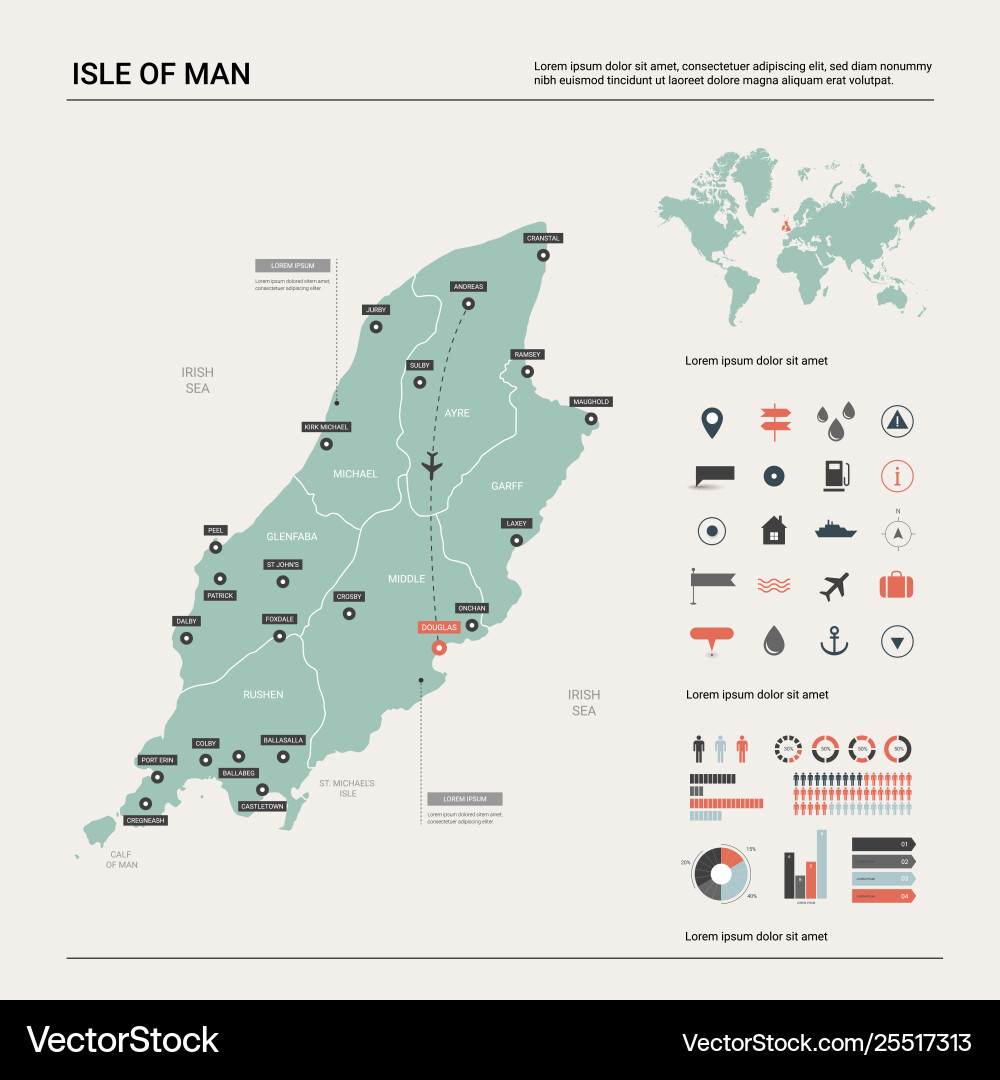 Map isle man country with division Royalty Free Vector Image