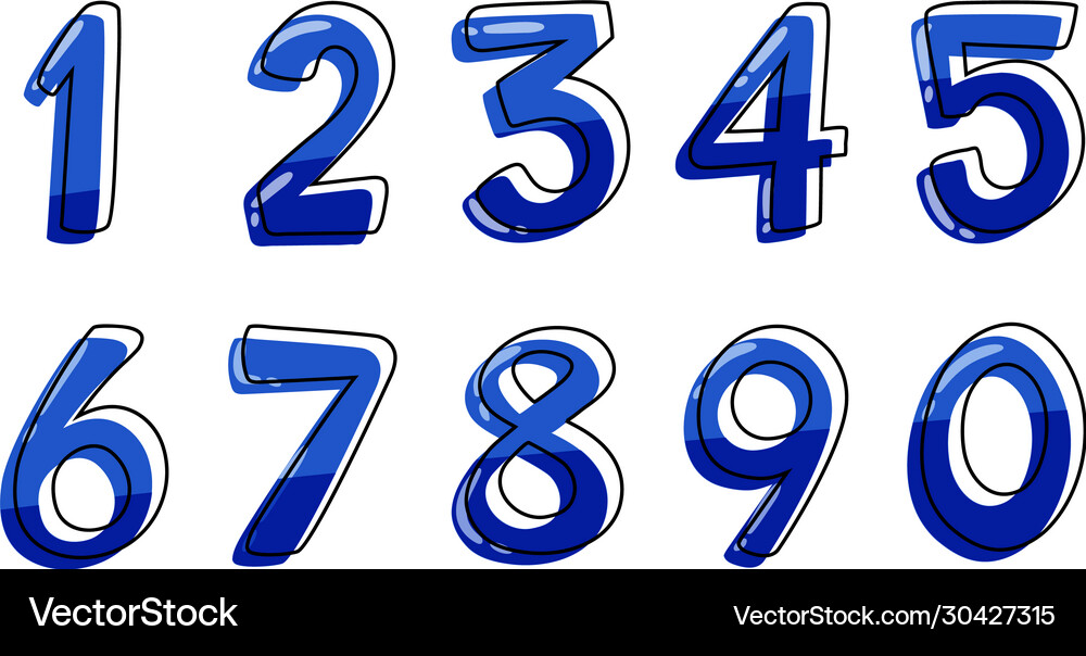 Font design for numbers one to zero on white Vector Image