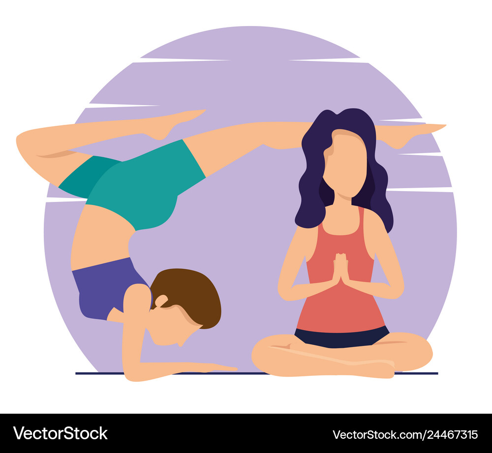 Women practice yoga harmony pose Royalty Free Vector Image