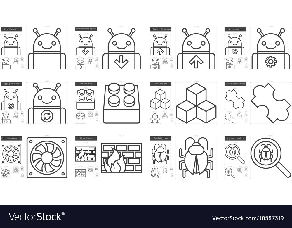 Programming Line Icon Set Royalty Free Vector Image