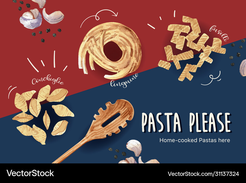 Pasta frame design with spaghetti garlic pepper Vector Image