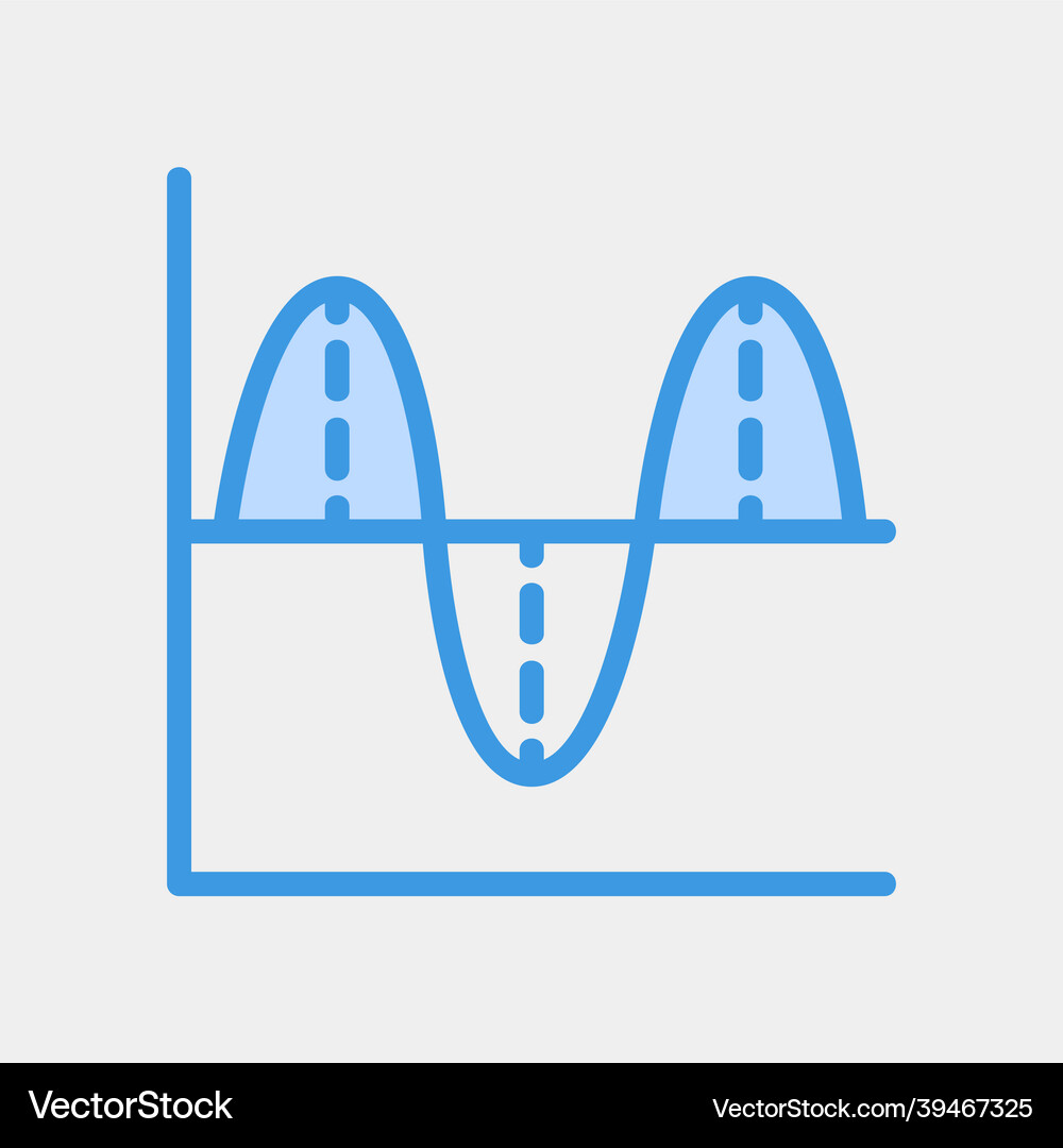 Wave chart icon in blue style for any projects Vector Image