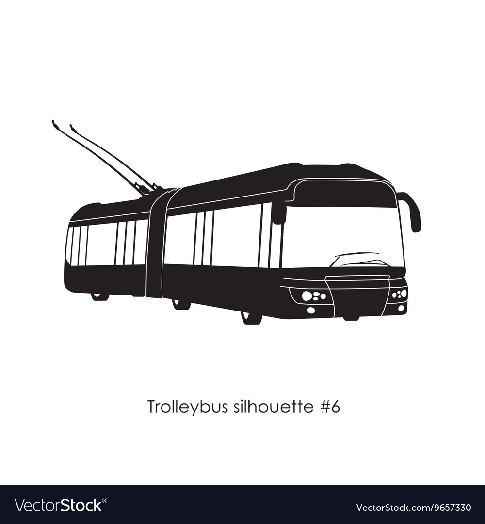 Black silhouette of trolley bus Royalty Free Vector Image - VectorStock