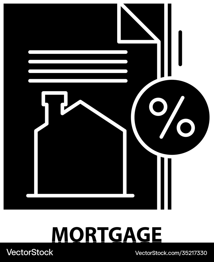 Mortgage icon black sign with editable Royalty Free Vector