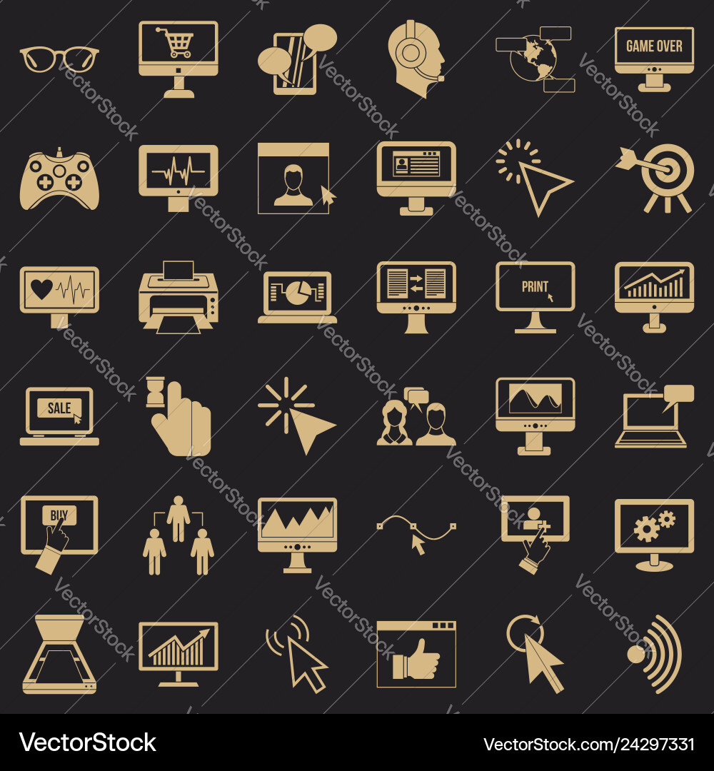 Computer arrow icons set simple style Royalty Free Vector