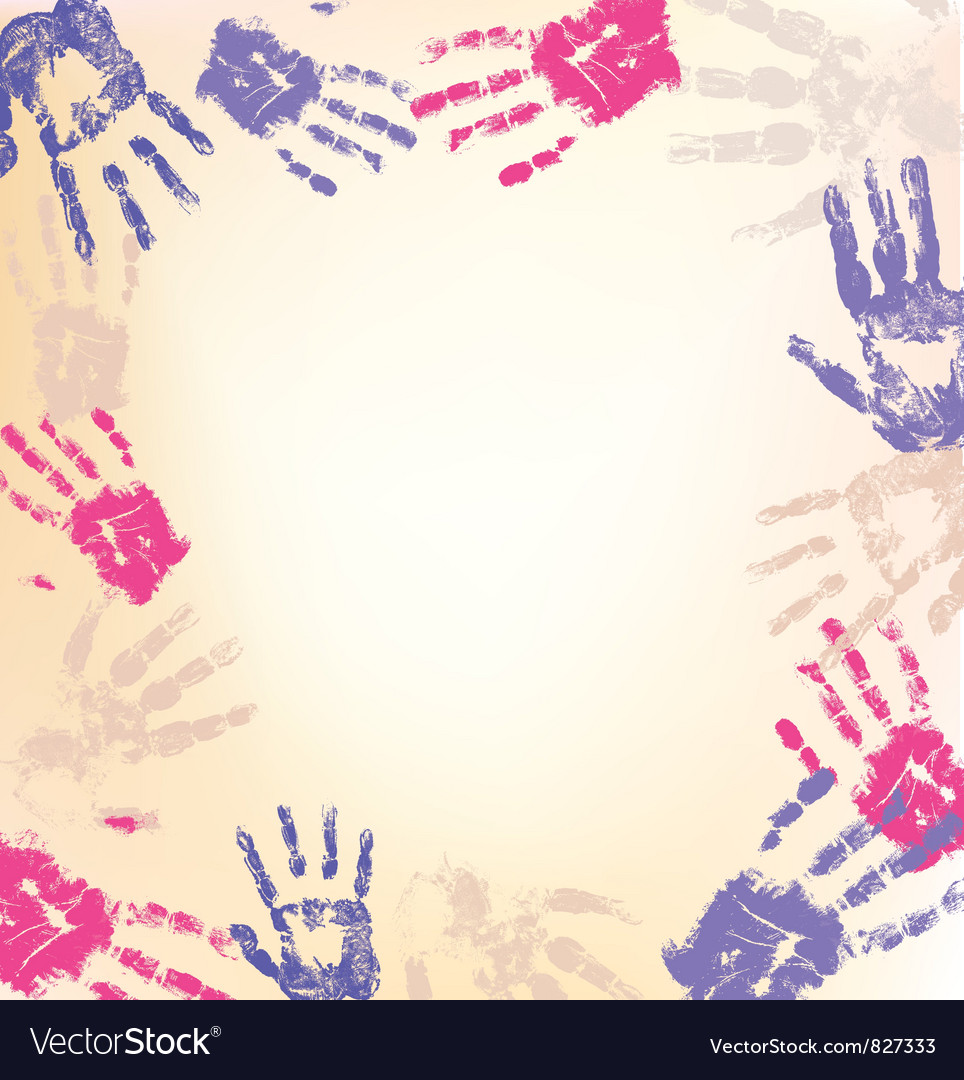 Decorative frame made from print human hands Vector Image