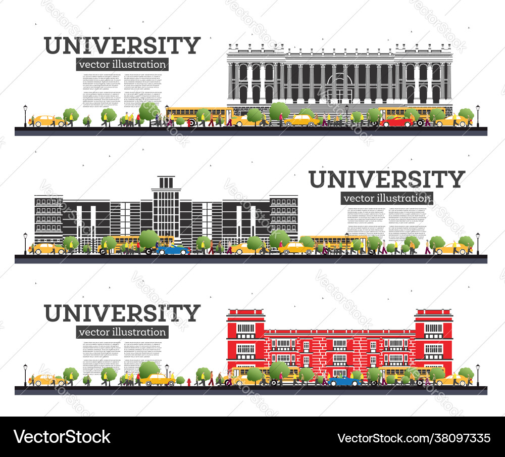 University campus set study banners isolated Vector Image