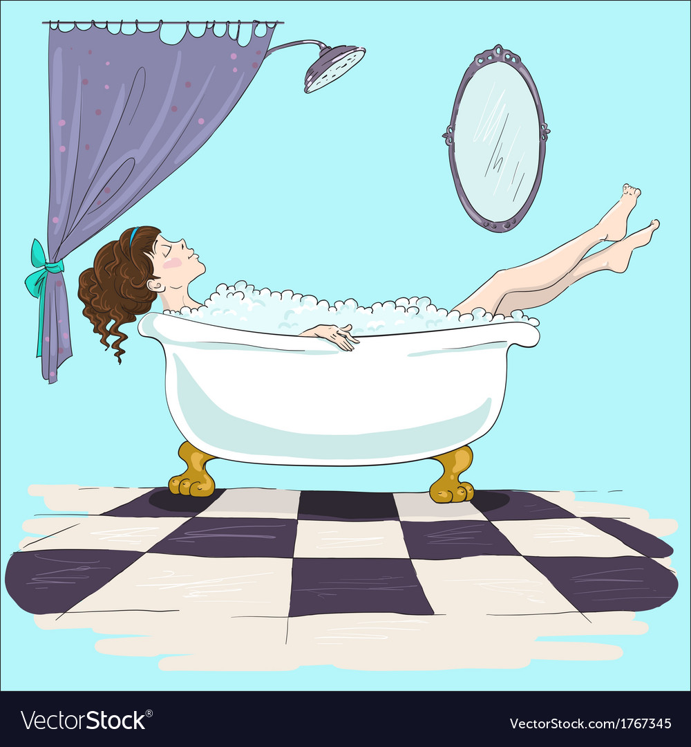 Girl Taking Bath Relaxation Time Royalty Free Vector Image