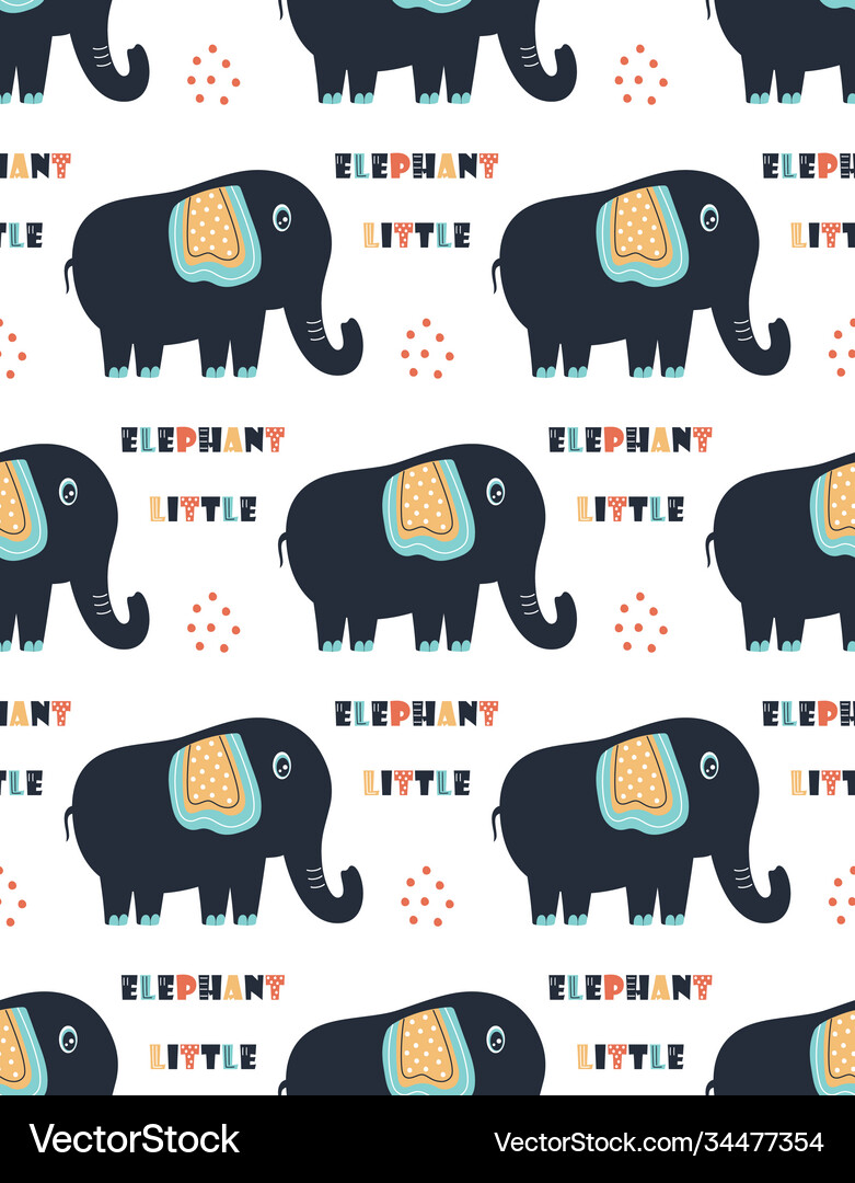 Seamless pattern with cute elephant isolated Vector Image
