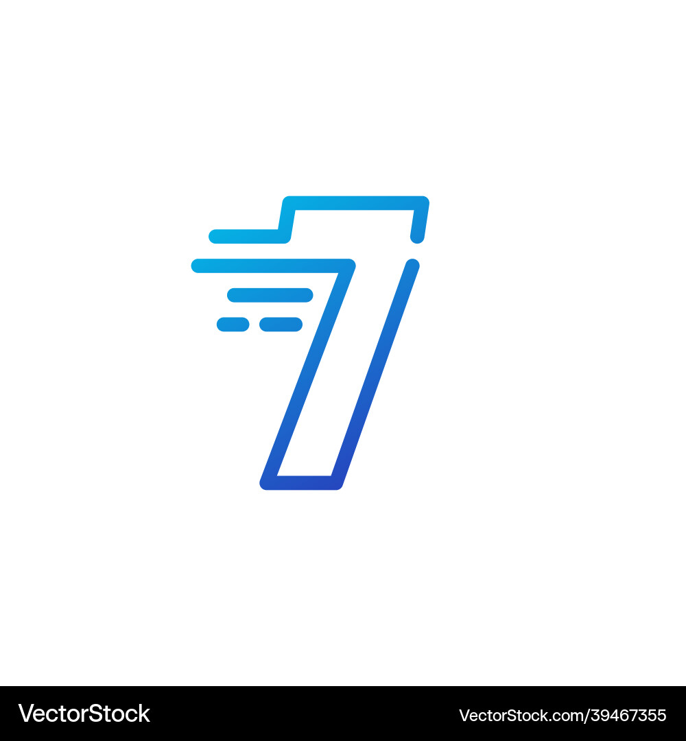Seven 7 number dash fast quick digital mark line Vector Image