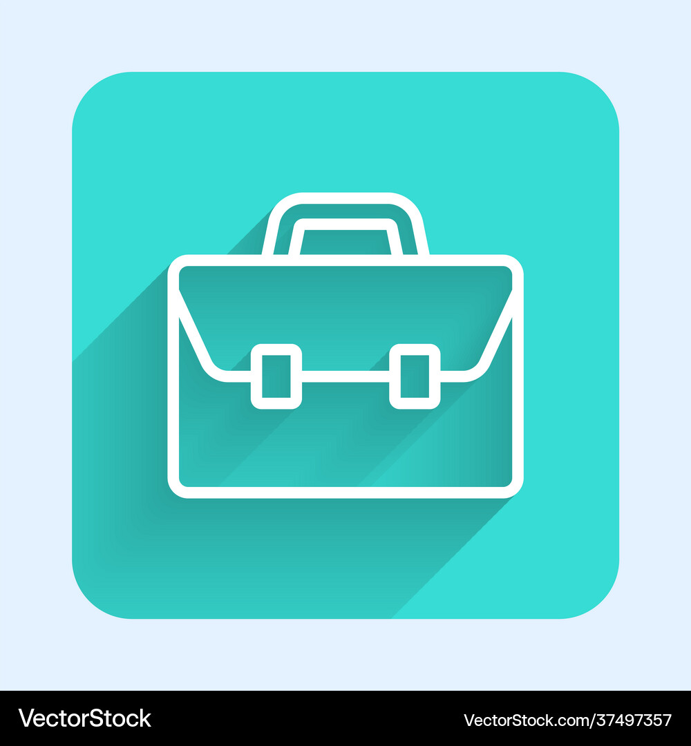 White line briefcase icon isolated with long Vector Image