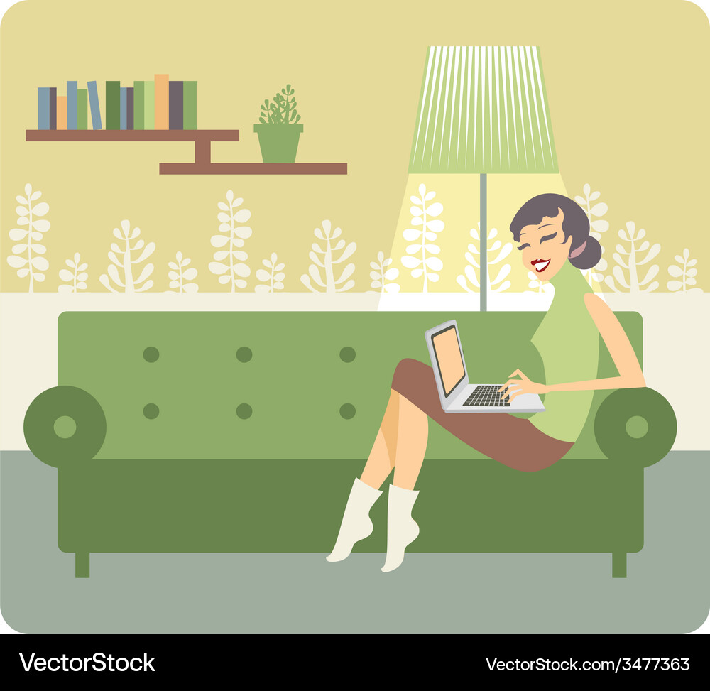 Woman working at home Royalty Free Vector Image