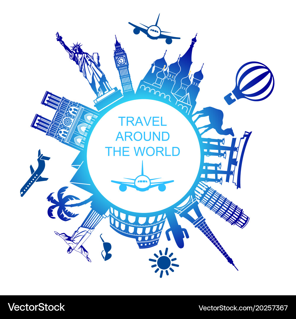 A symbol travels around the world Royalty Free Vector Image