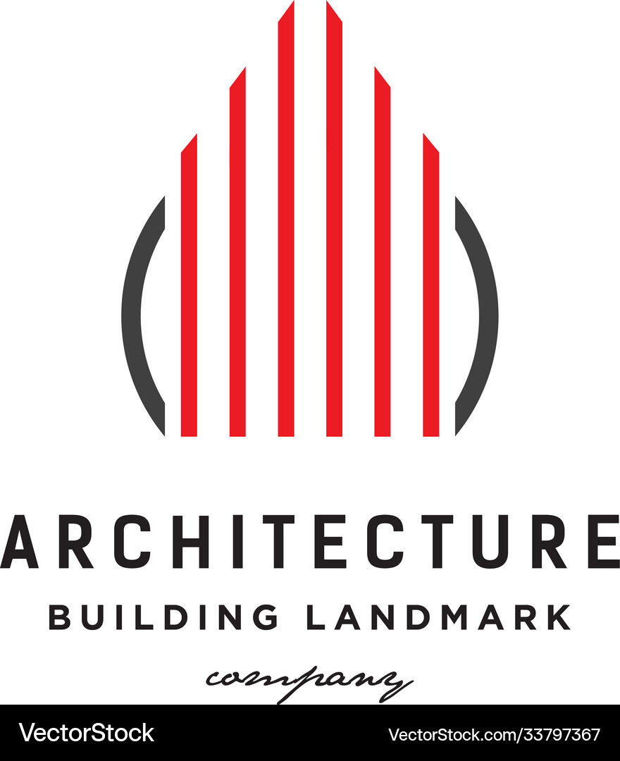Line art building architecture logo Royalty Free Vector