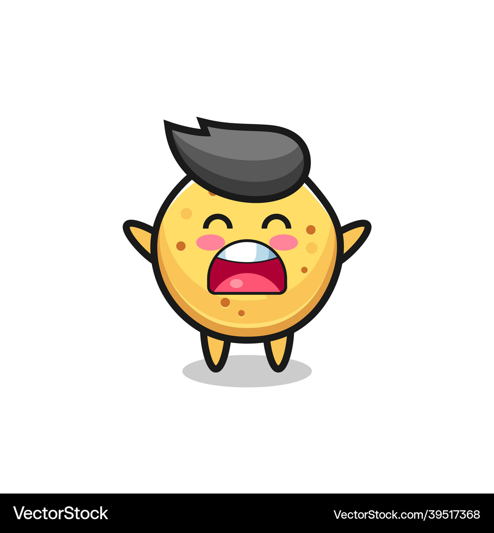 Cute potato chip mascot with a yawn expression Vector Image