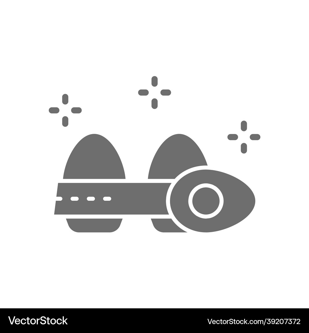 Eggs in cardboard box grey icon isolated on white Vector Image