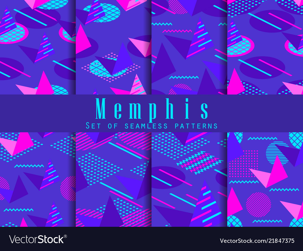 Memphis seamless pattern set geometric elements Vector Image