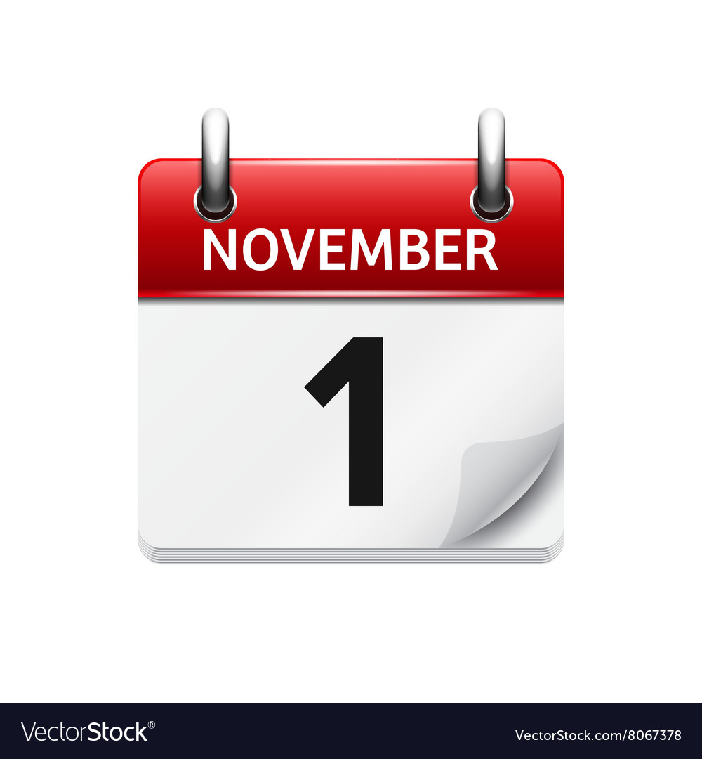 November 1 flat daily calendar icon Date Vector Image November 1 flat daily calendar icon Date Vector Image