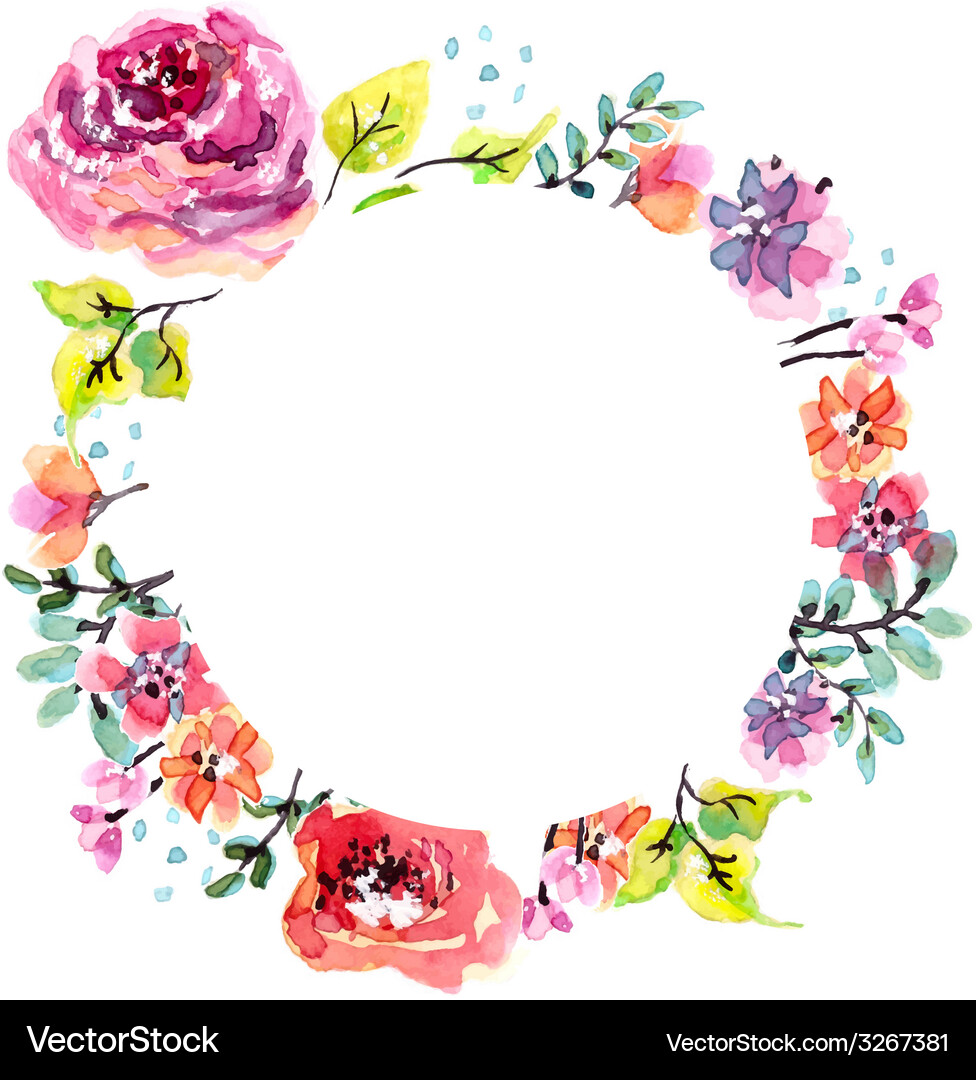 Watercolor floral frame Royalty Free Vector Image