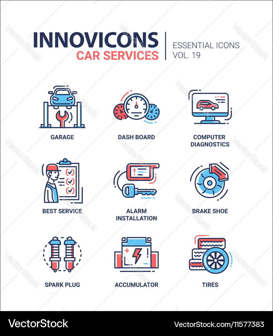 Car services modern thin line design icons Vector Image