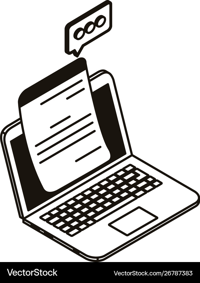 Laptop with email notifications on white Vector Image