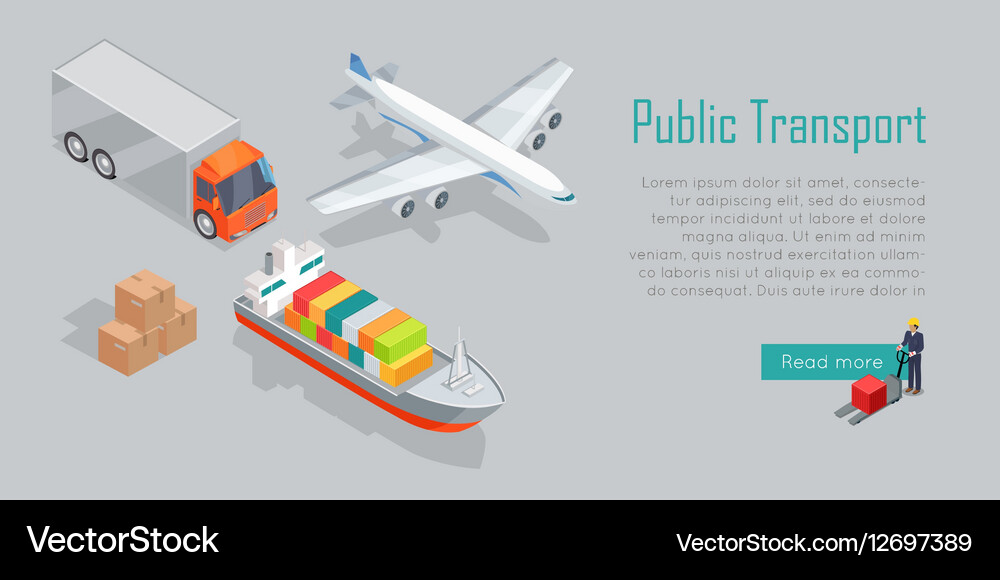 Cargo transport isometric infographics elements Vector Image
