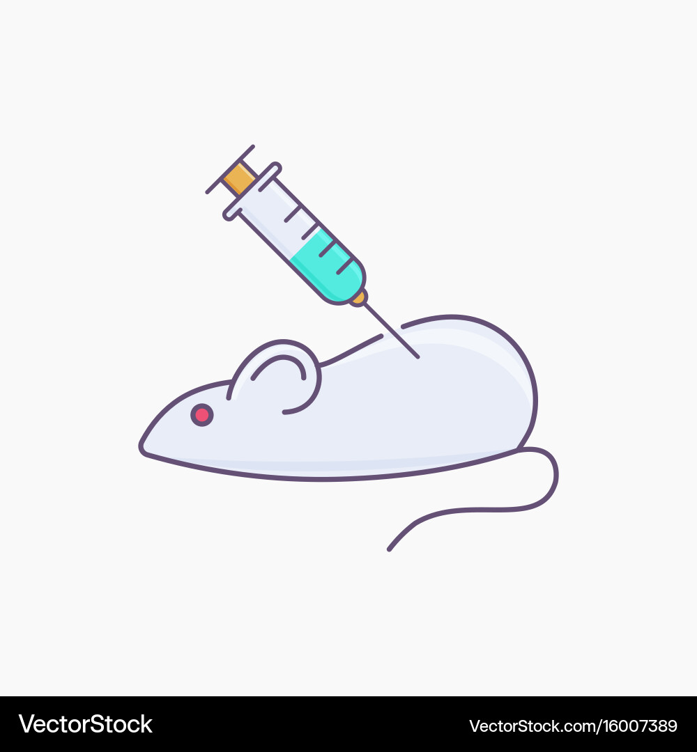 Mouse or rat with syringe simple icon isolated Vector Image