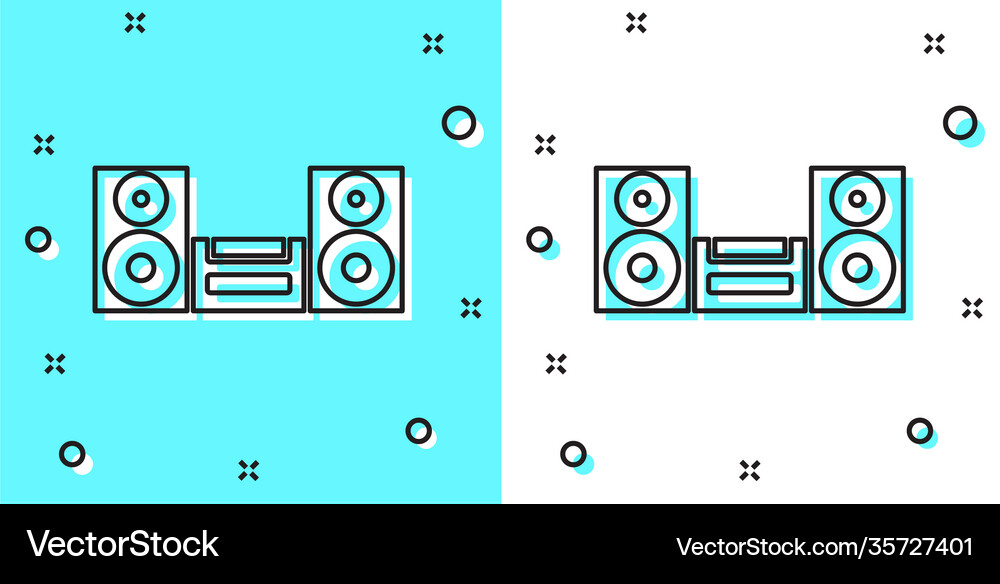 Black line home stereo with two speaker s icon Vector Image
