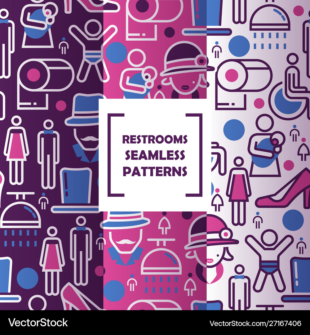 Public restroom icons in seamless pattern Vector Image