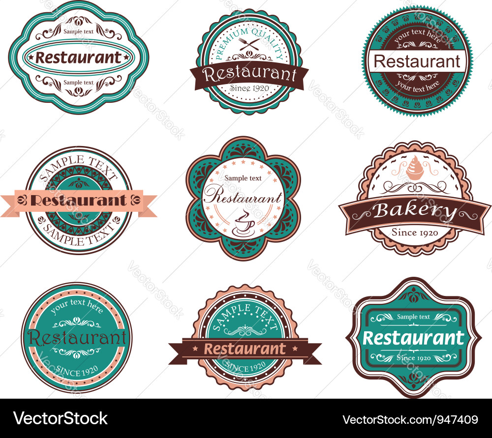 Retro food labels and emblems Royalty Free Vector Image