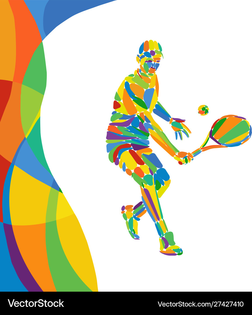 Multicolor abstract professional tennis player Vector Image