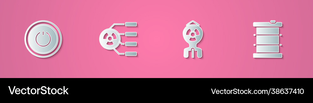 Set paper cut power button radioactive nuclear Vector Image
