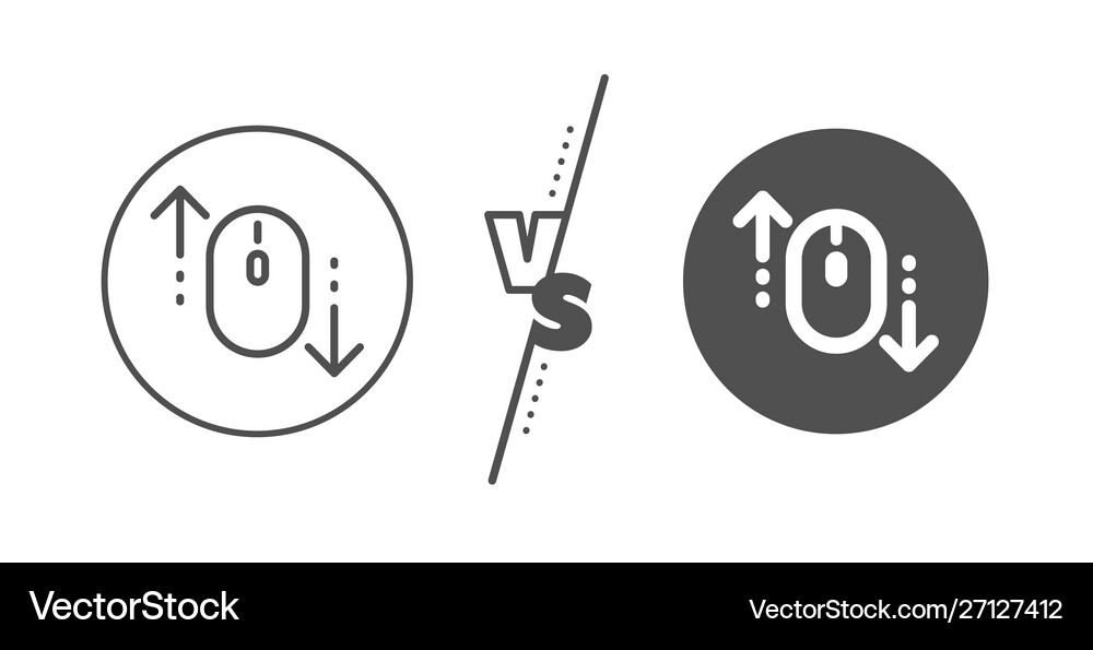 Scroll down mouse line icon scrolling screen sign Vector Image