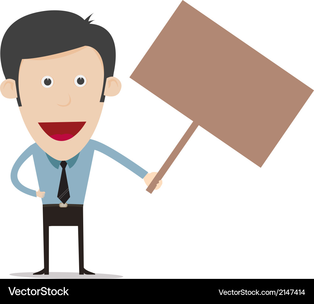 Cartoon hold sign board Royalty Free Vector Image - VectorStock