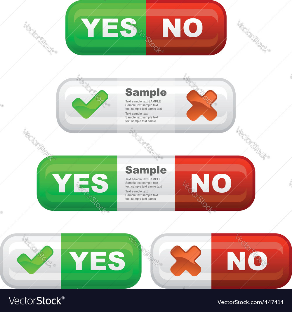 Yes and no icon set Royalty Free Vector Image - VectorStock