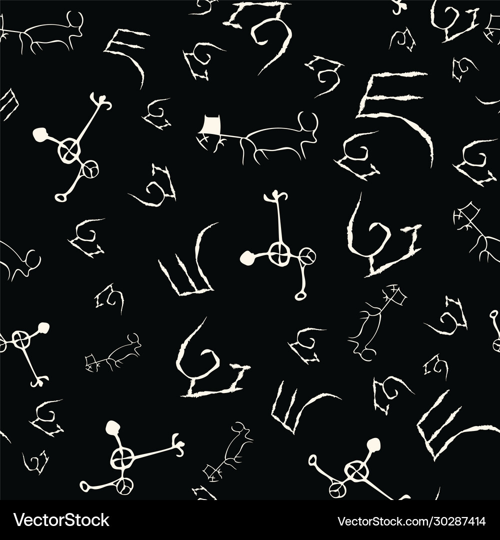 Seamless pattern with cave drawings Royalty Free Vector
