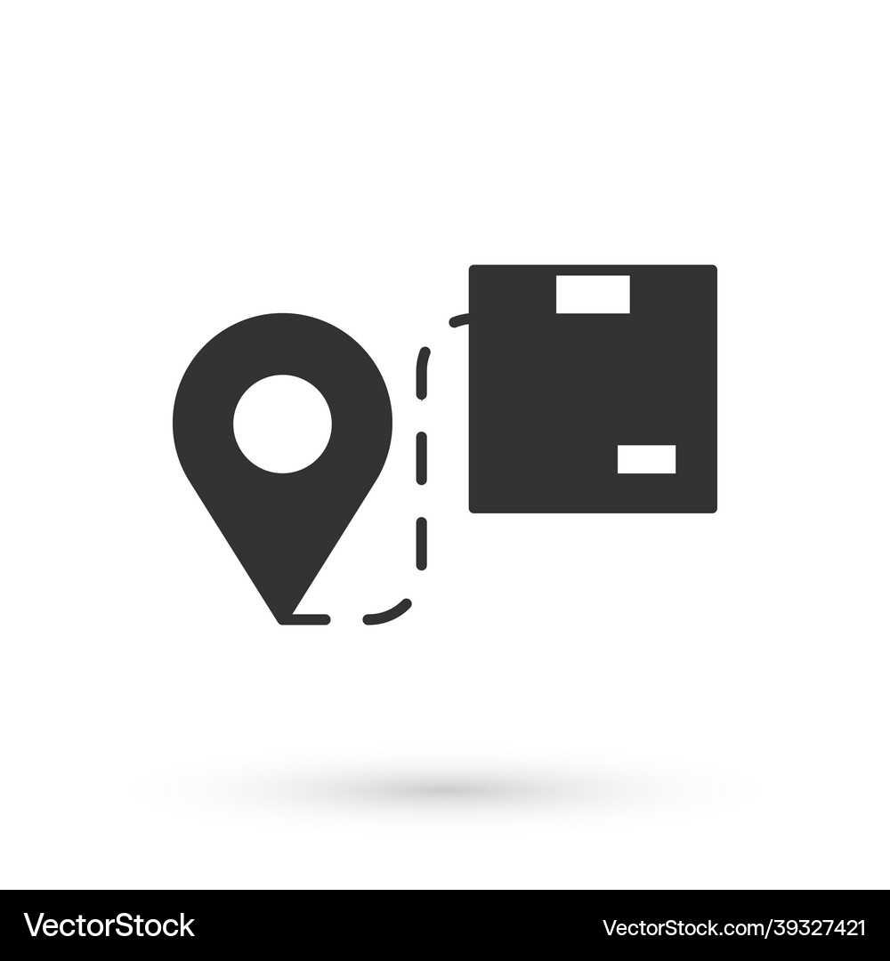 Grey location with cardboard box icon isolated Vector Image