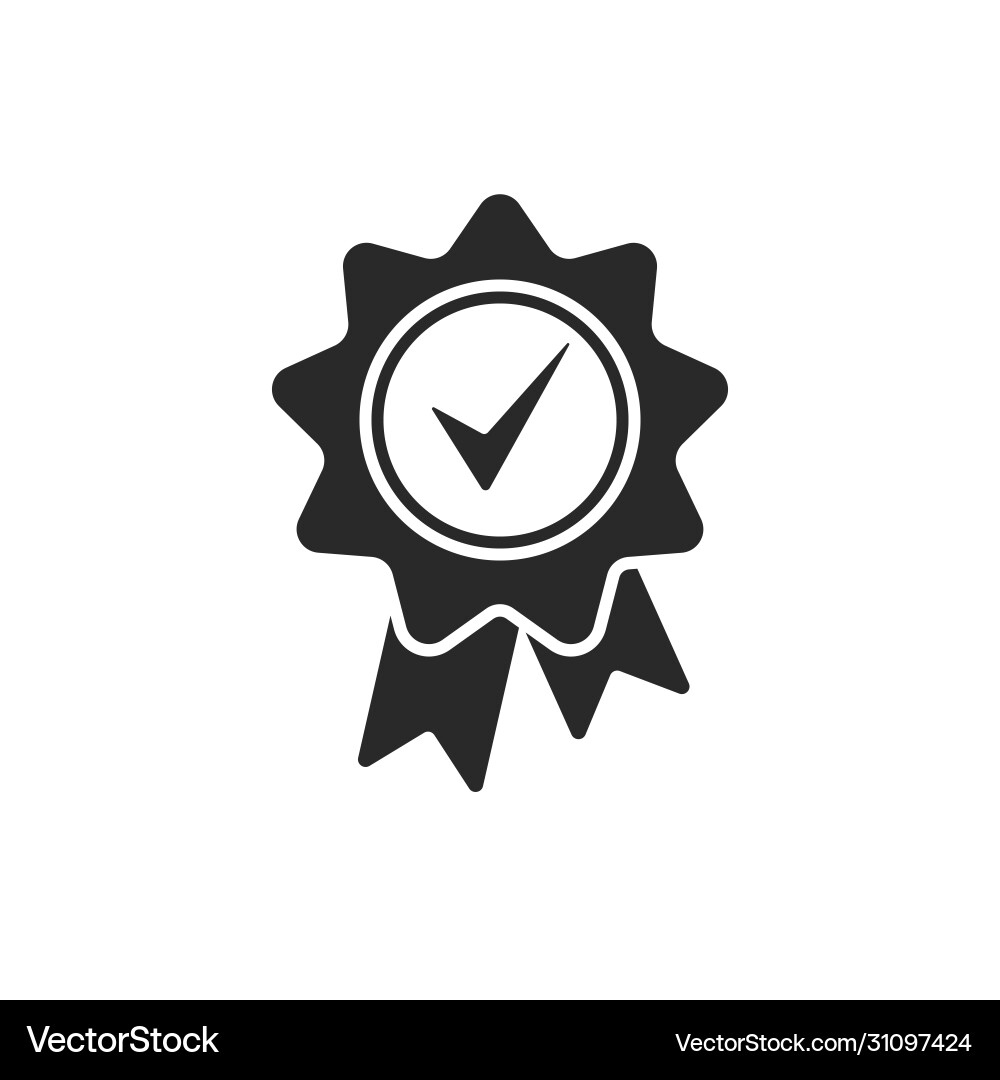 Approval check ribbon icon Royalty Free Vector Image