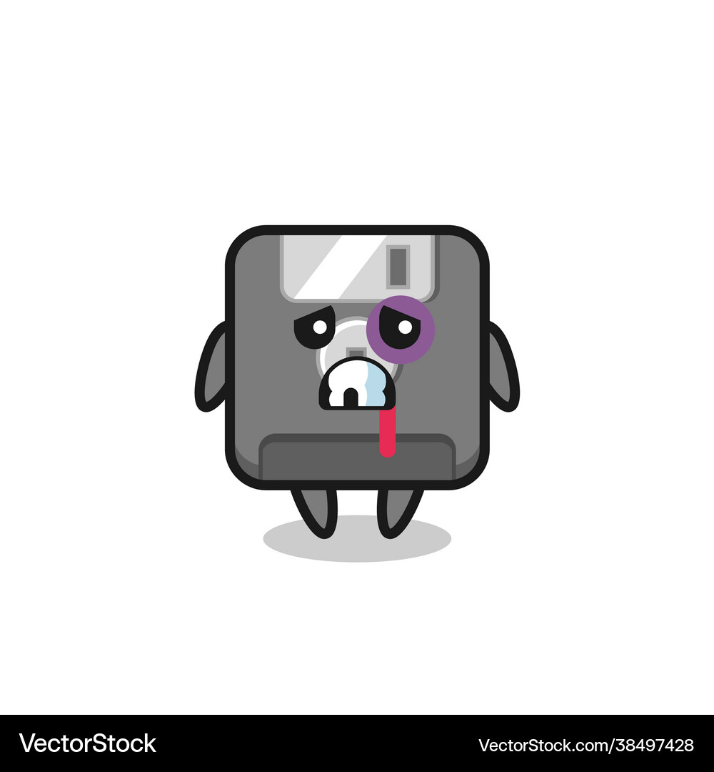 Injured floppy disk character with a bruised face Vector Image