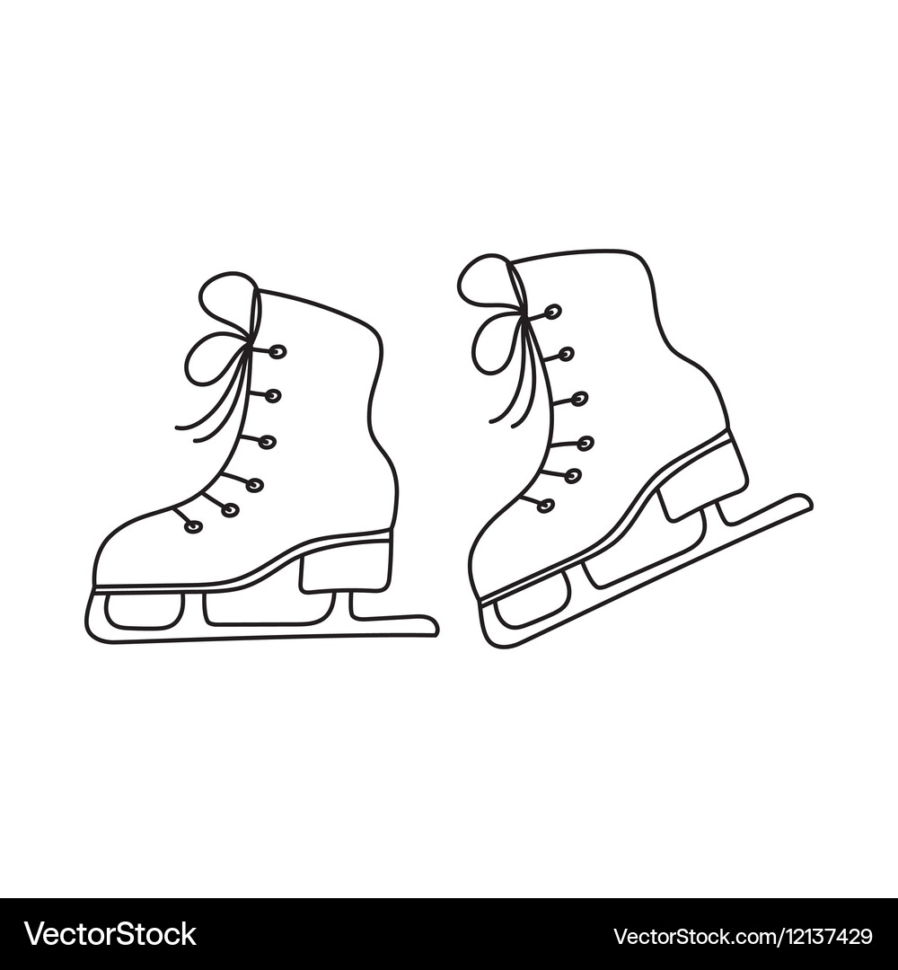 Ice skates line isolated Royalty Free Vector Image