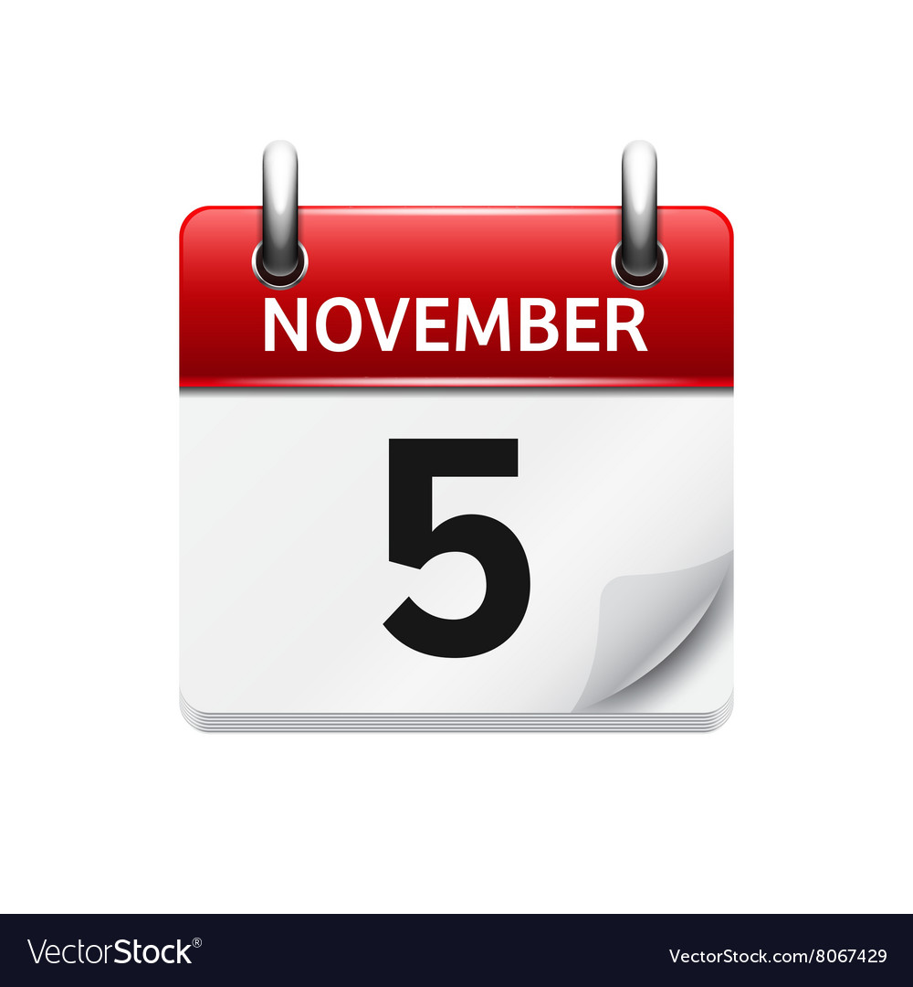 November 5 flat daily calendar icon Date Vector Image November 5 flat daily calendar icon Date Vector Image
