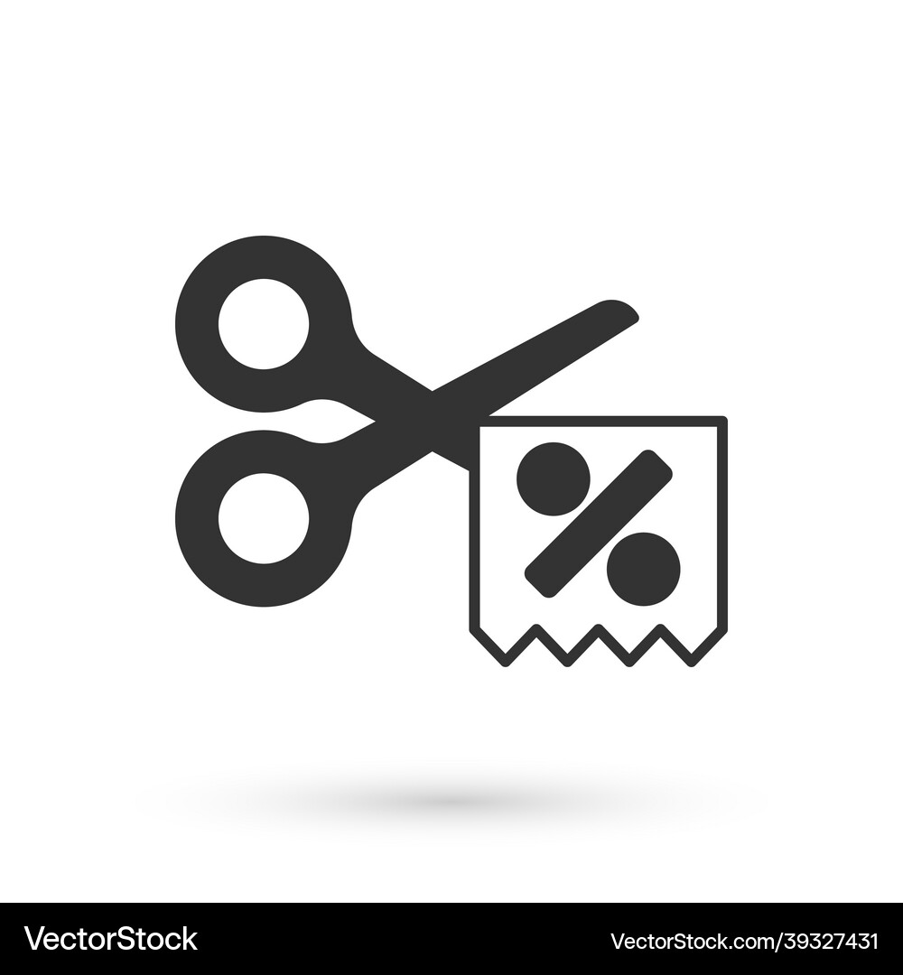 Grey scissors cuts discount coupon icon isolated Vector Image