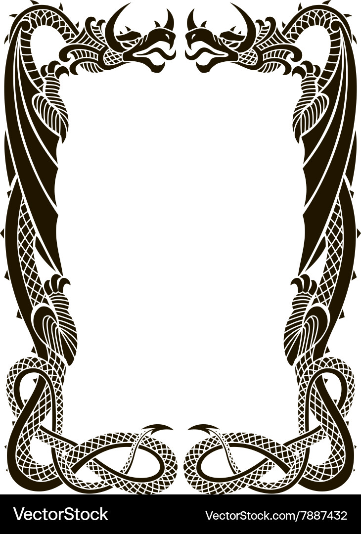 Dragons frame ornament isolated on White Vector Image