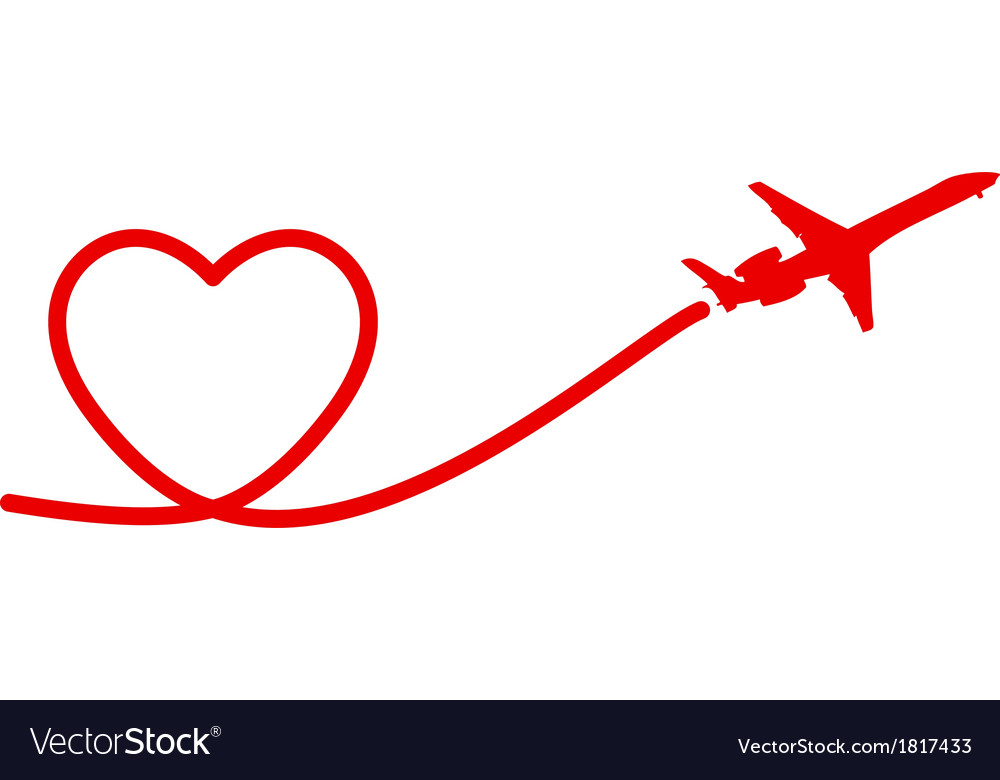 Heart plane Royalty Free Vector Image - VectorStock