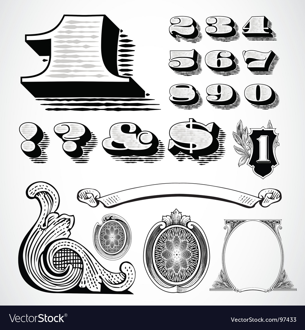 Decorative numbers Royalty Free Vector Image - VectorStock