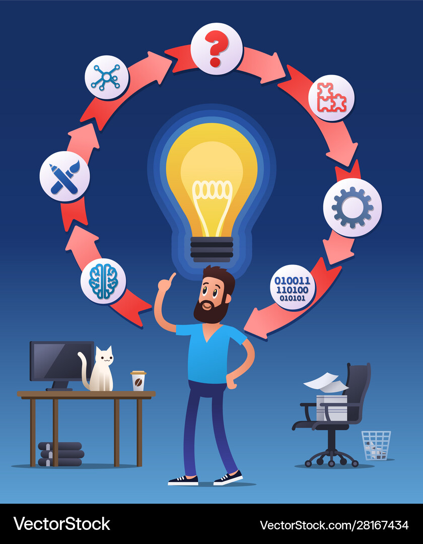 Man with an inspirational new idea Royalty Free Vector Image