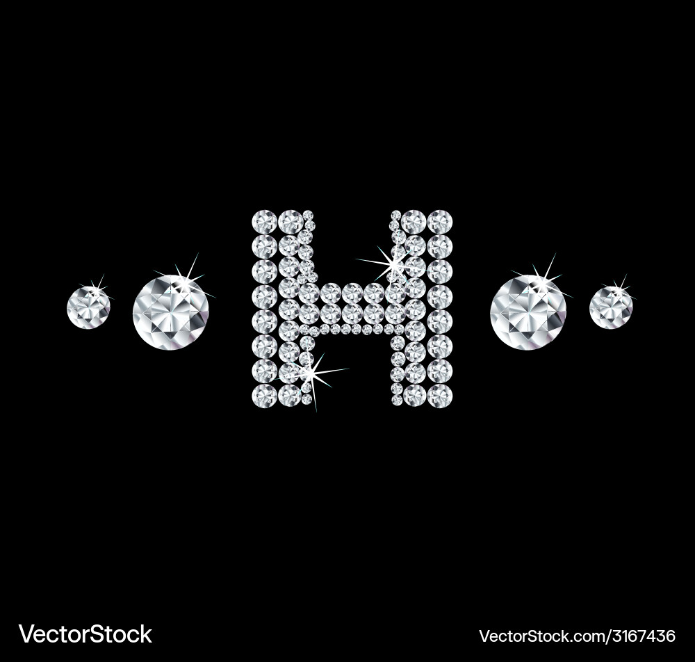 Diamond alphabetic letter H Royalty Free Vector Image