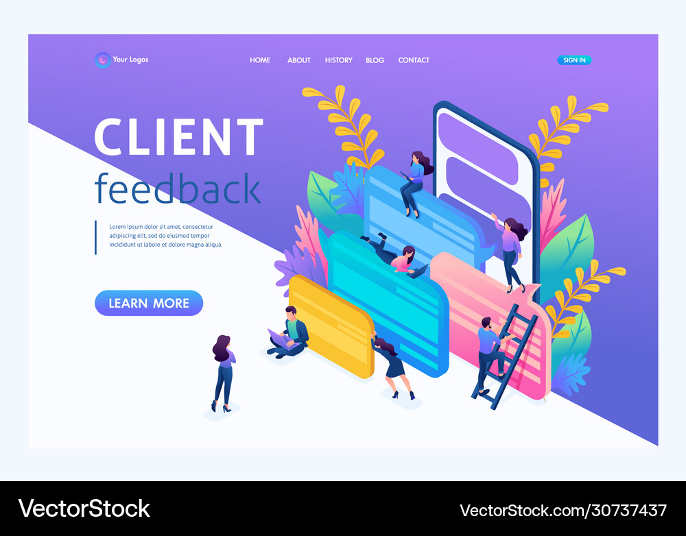 Isometry concept testimonials Royalty Free Vector Image