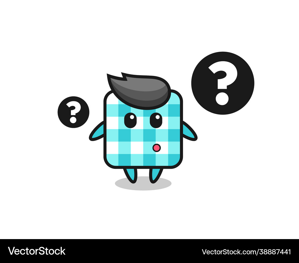 Cartoon checkered tablecloth with question Vector Image